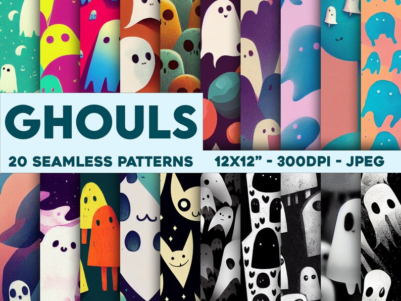 20 Ghoul Seamless Digital Patterns, Digital Paper, Scrapbooking ...