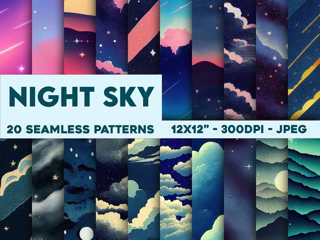 20 Night Sky Seamless Digital Patterns, Digital Paper, Scrapbooking ...