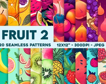 20 Fruit Seamless Digital Patterns, Digital Paper, Scrapbooking ...