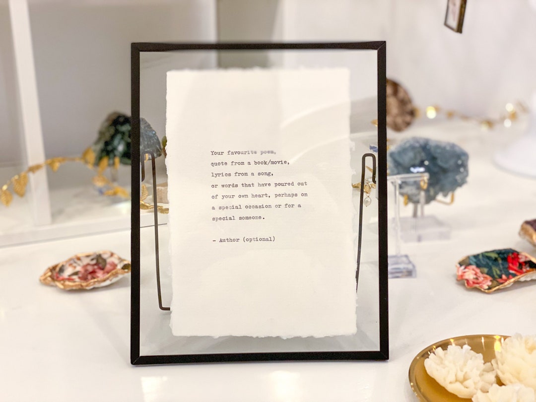 Custom Typewriter Print on Handmade Cotton Paper Custom Poem ...