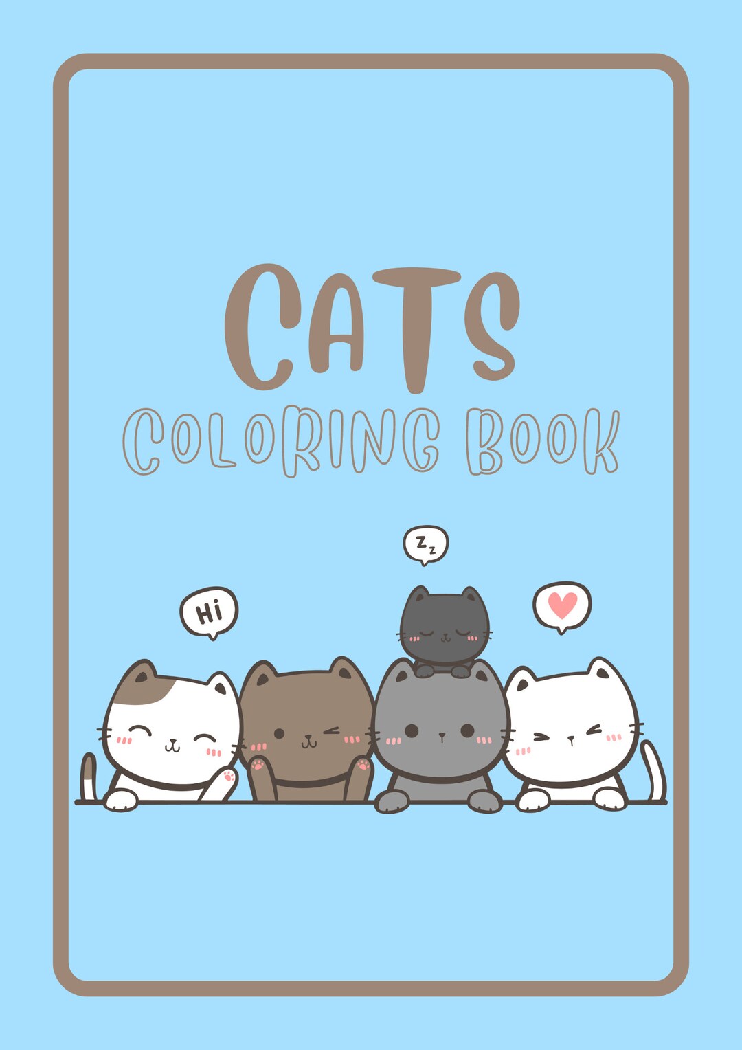Cute Cats Coloring Book Fun and Relaxing Cat-themed Coloring Pages for ...