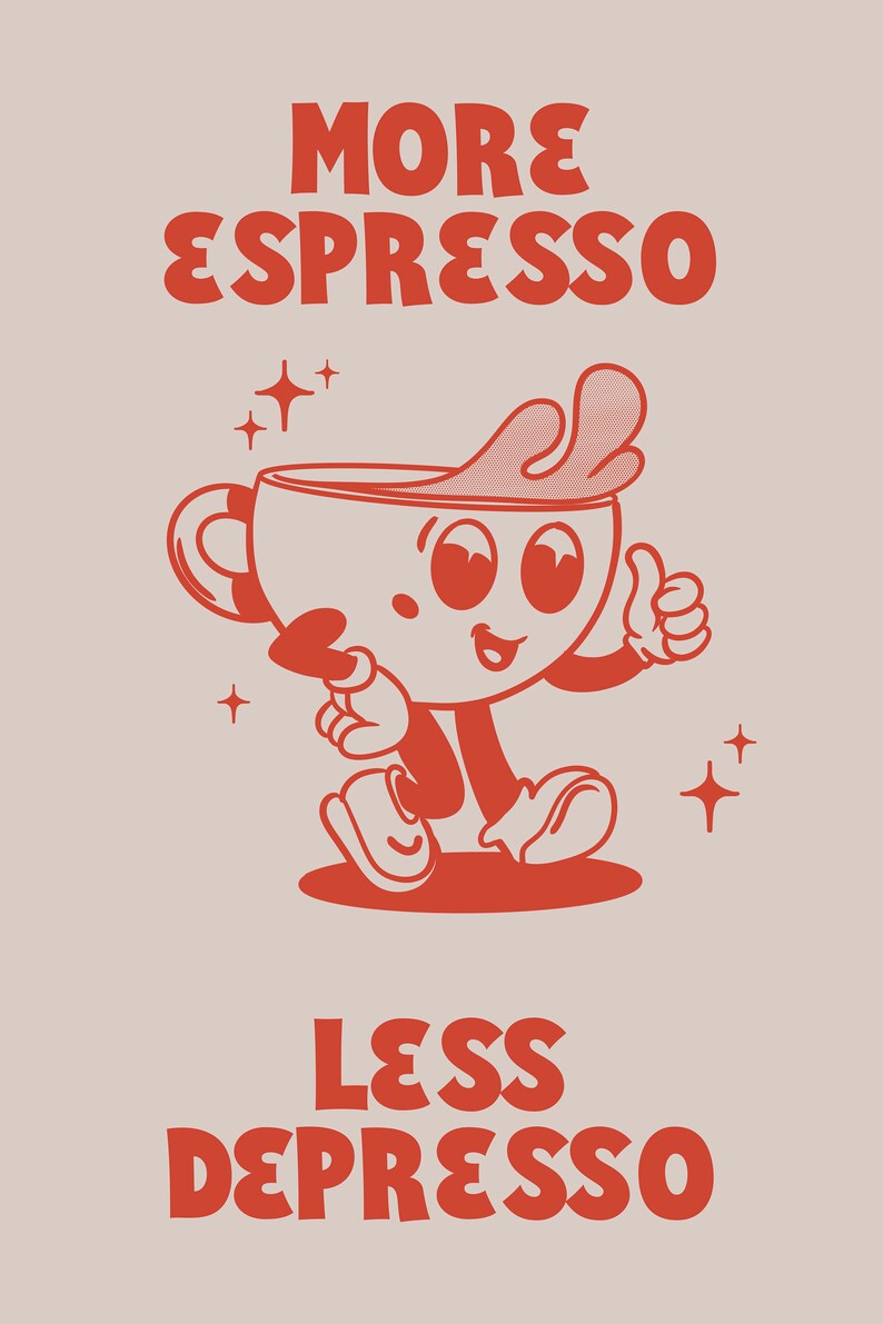 Red and Cream 'more Espresso Less Depresso' Typography - Etsy