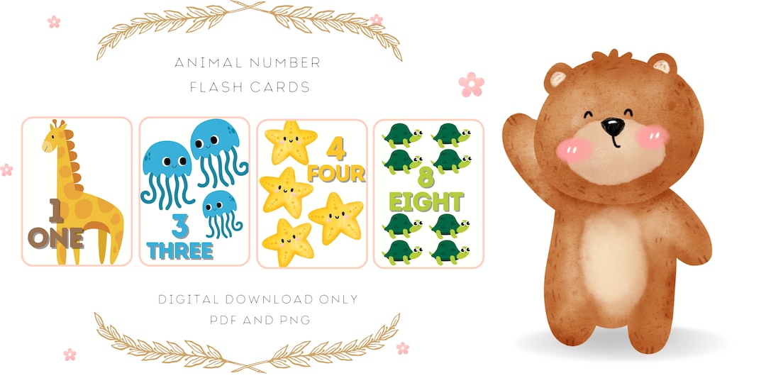 Animal Number Flashcards Digital Download, Number Flashcards ...