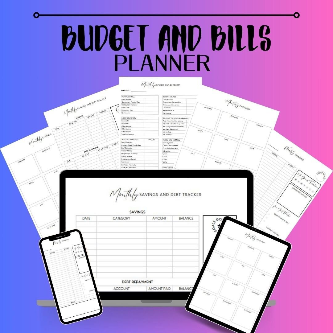 Budget and Bills Planner Printable PDF Income and Expenses Checklist ...
