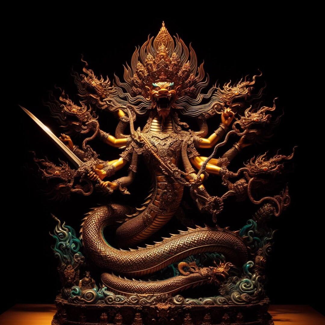 Tibetan Fire Sword Empowerment Dragon Naga Fire Sword Destroy Evil ...