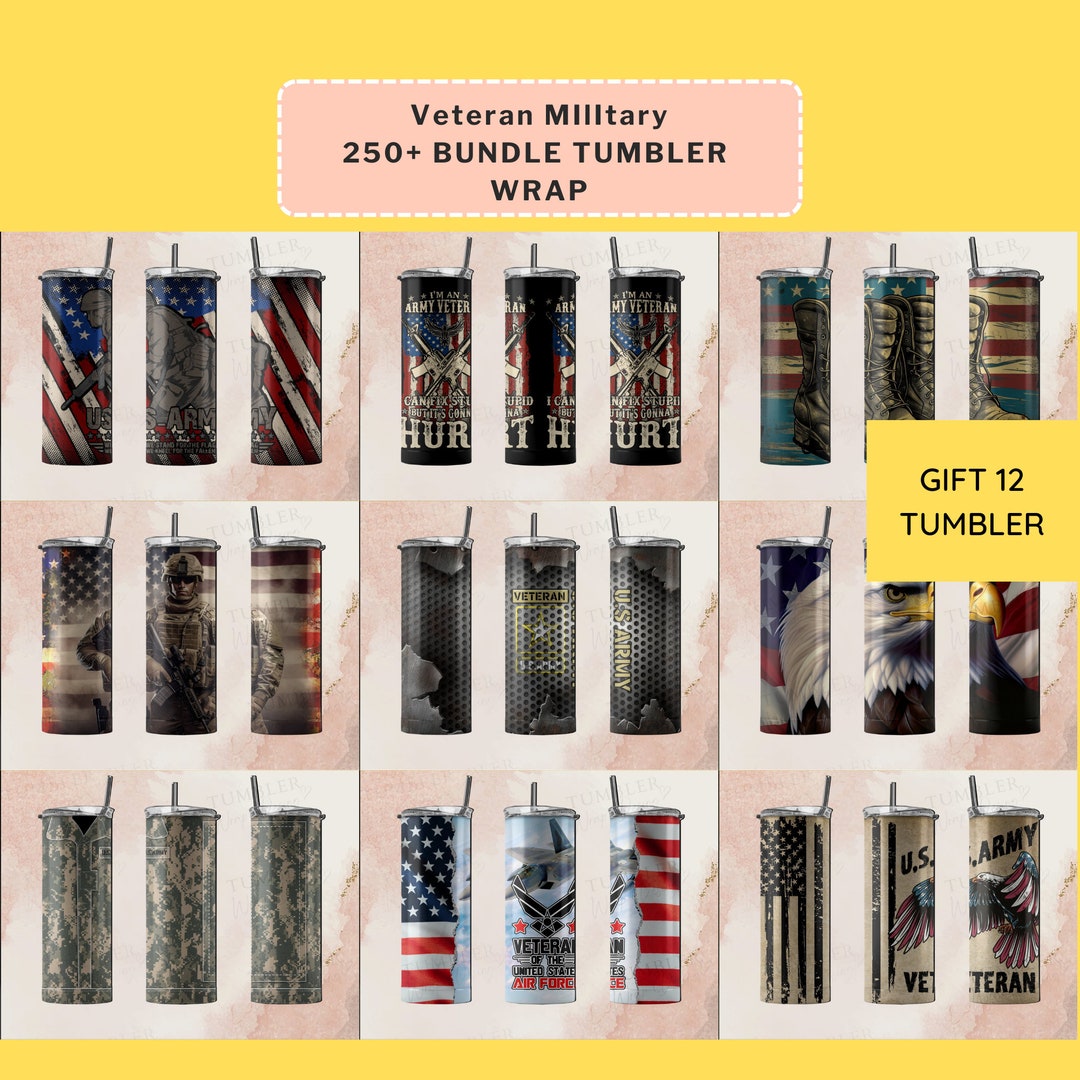Veteran Military Tumbler 20oz Army Life Tumbler Wrap USA American ...