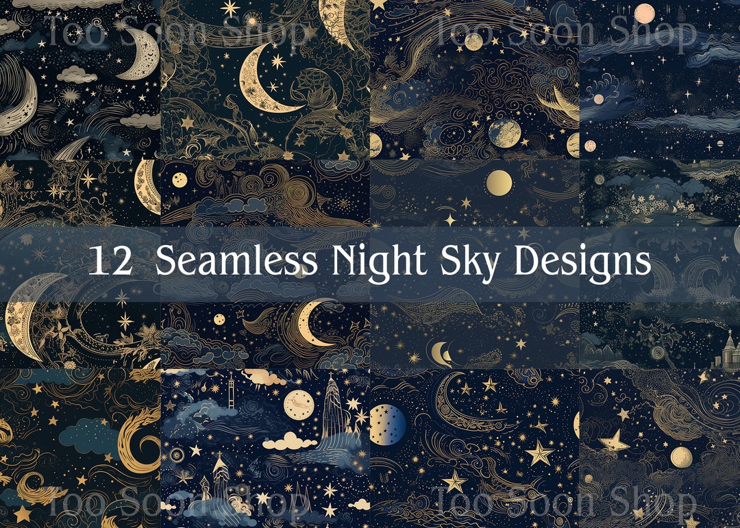12 Seamless Night Sky Designs - Etsy
