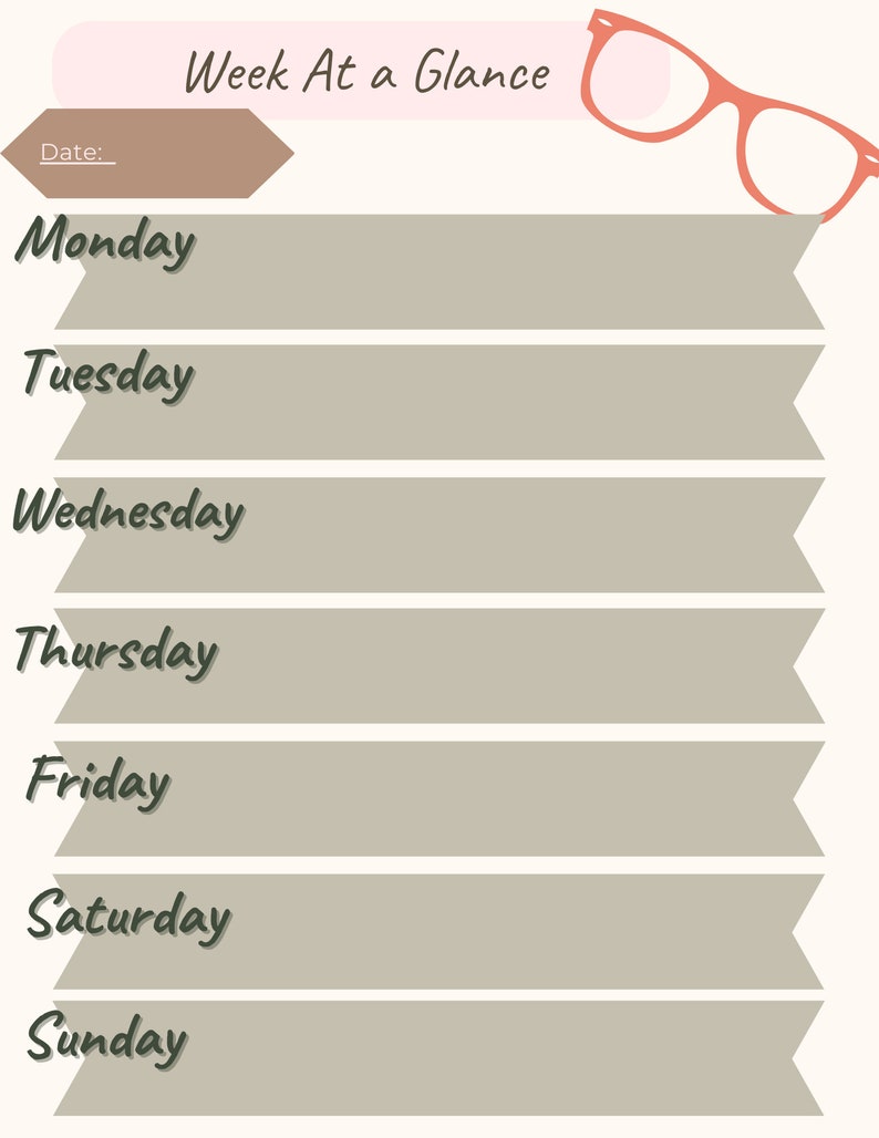 Daily Check List | to Do List | Daily Planner | Week at a Glance ...