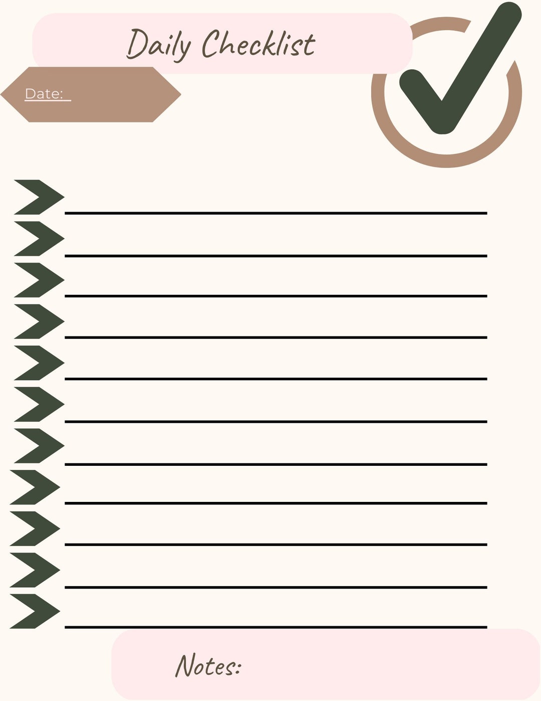 Daily Check List | to Do List | Daily Planner | Week at a Glance ...