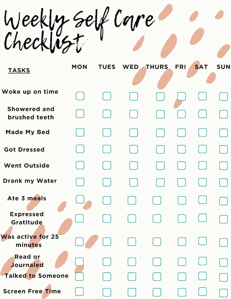 Self Care Checklist | Self Care Tracker | Daily Self Care Tracker ...