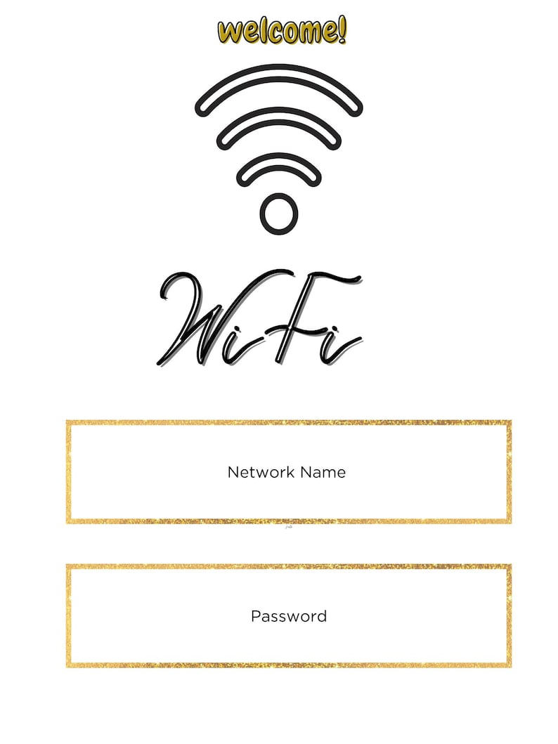 Wifi Sign| Wifi Wall Sign | Wifi Network and Password| Wifi Canva ...