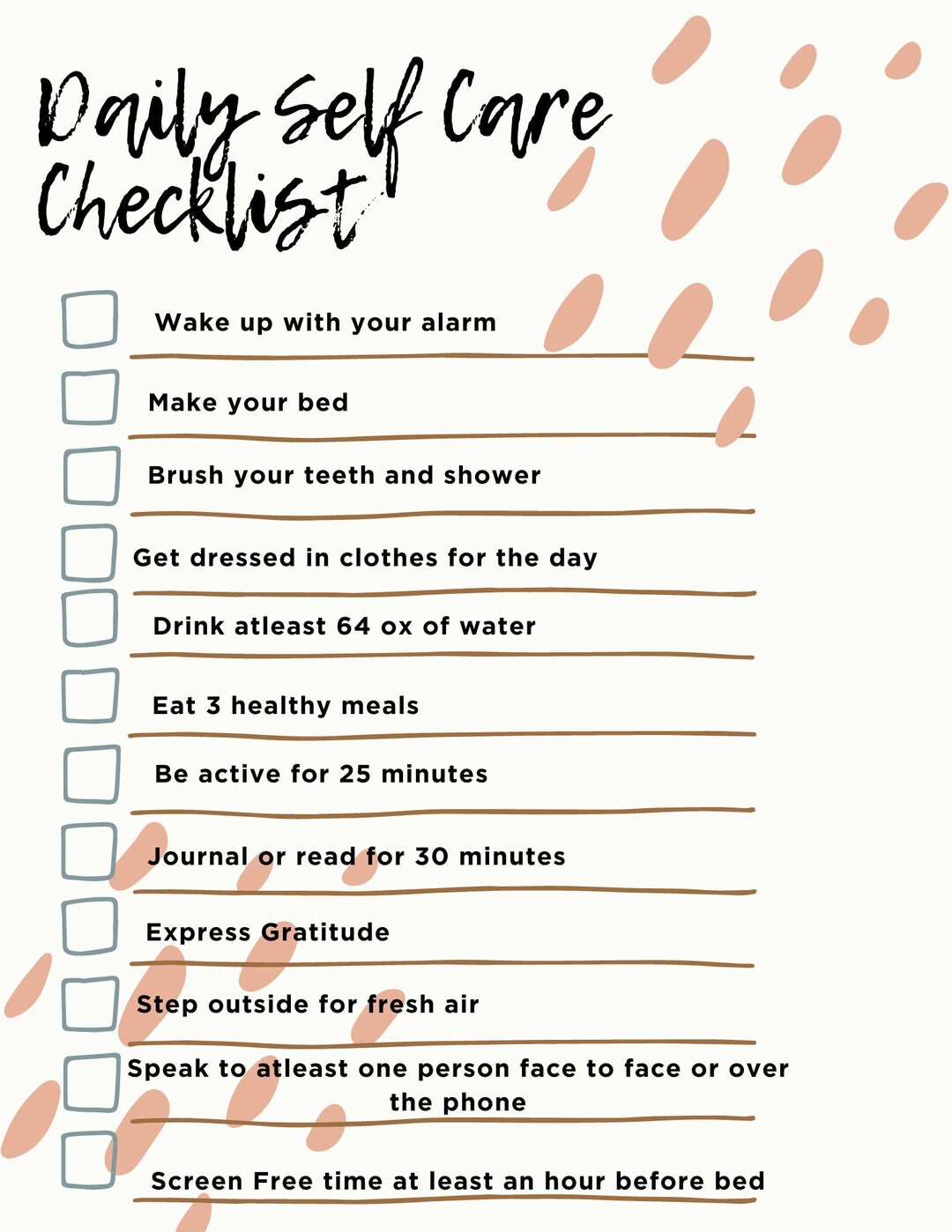 Self Care Checklist | Self Care Tracker | Daily Self Care Tracker ...