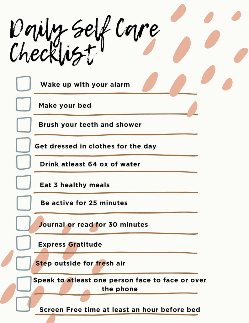 Self Care Checklist | Self Care Tracker | Daily Self Care Tracker ...