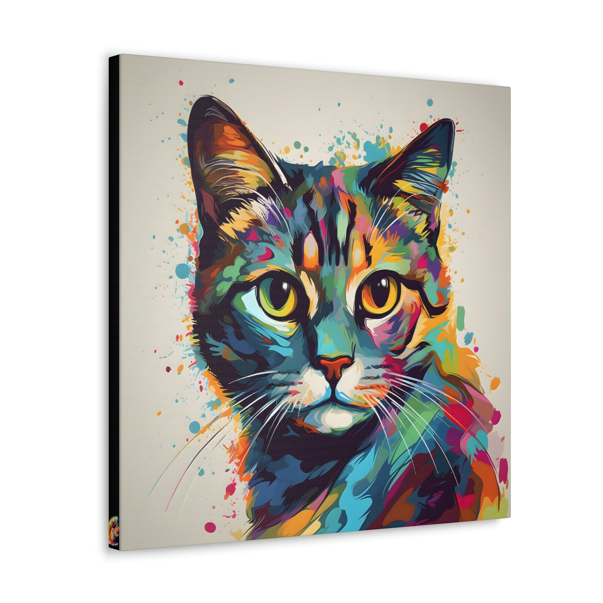 Abstract Cat Gallery Art, Colorful Cat Art, Abstract Painting, Cat ...
