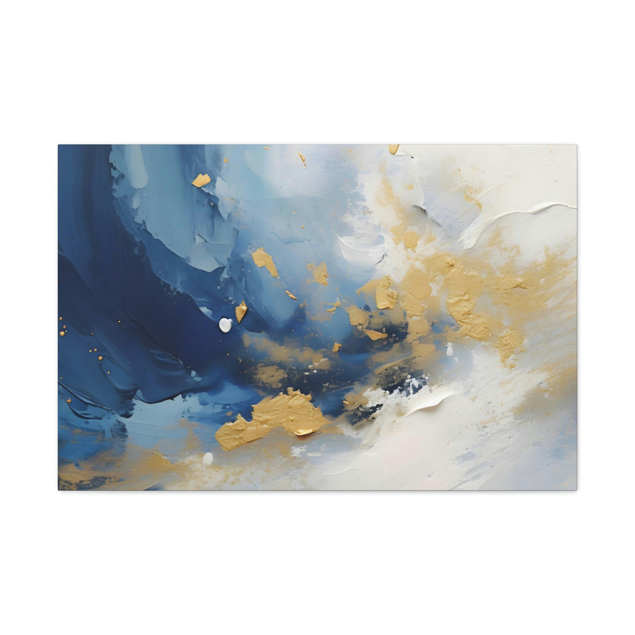 Blue and Gold Abstract Art, Painted Canvas Art, Gold Accent Art, Blue ...