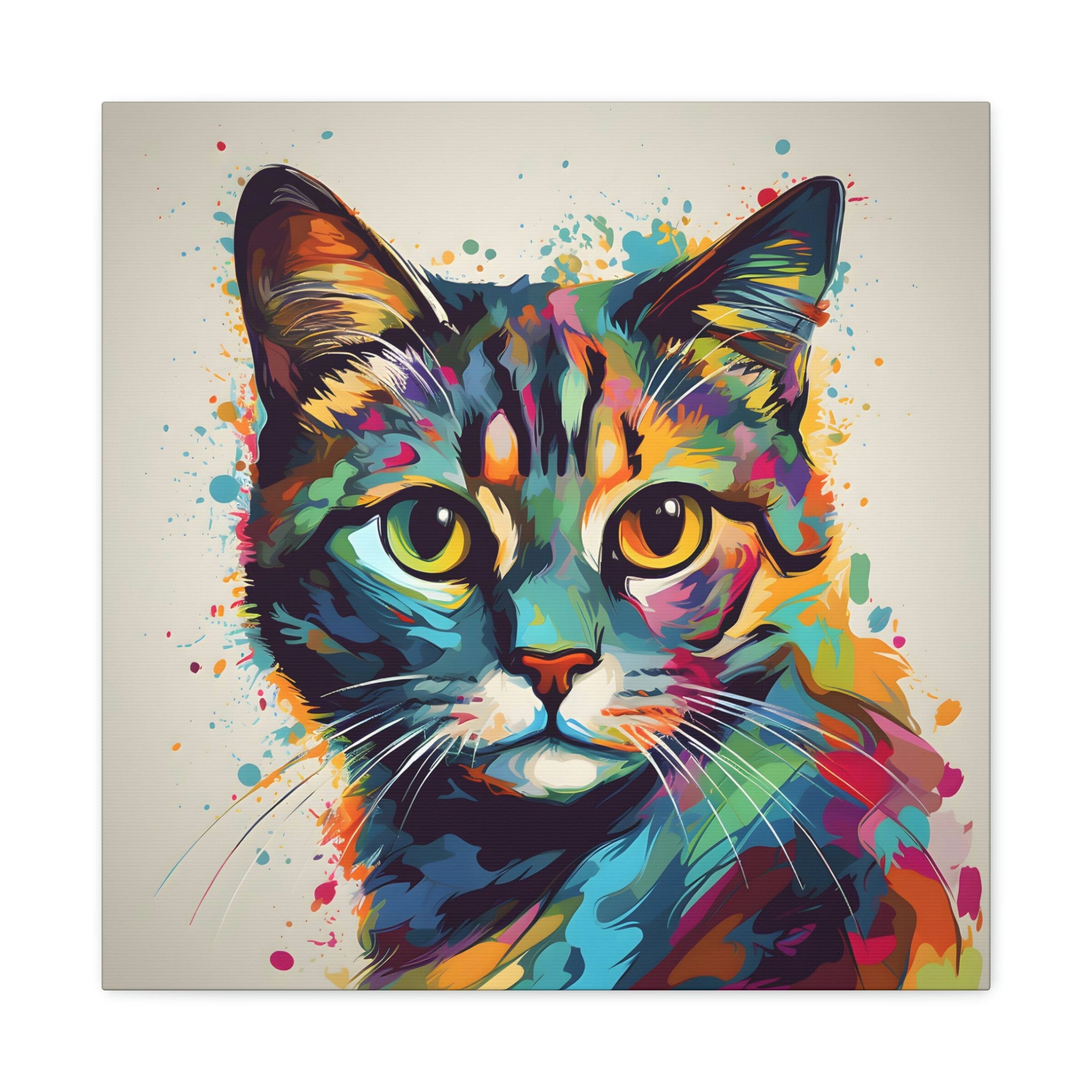 Abstract Cat Gallery Art, Colorful Cat Art, Abstract Painting, Cat ...