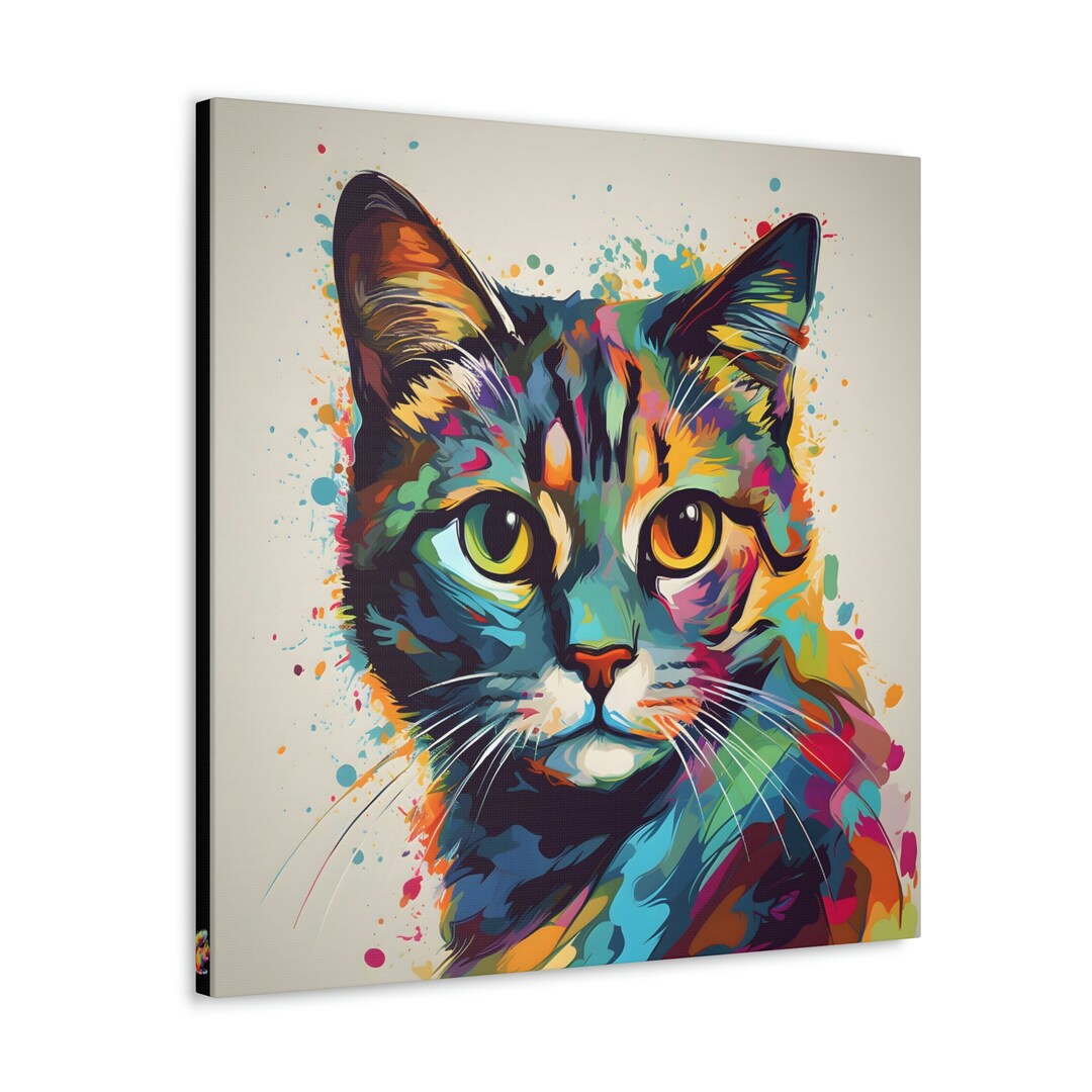 Abstract Cat Gallery Art, Colorful Cat Art, Abstract Painting, Cat ...