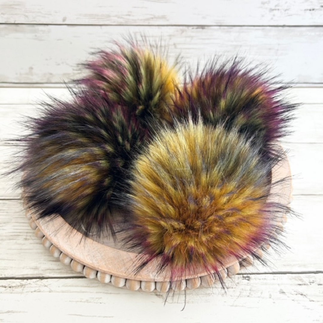 Desert Flower Pom, Faux Fur Pom Poms, Faux Fur, Beanie Toppers, Fake ...