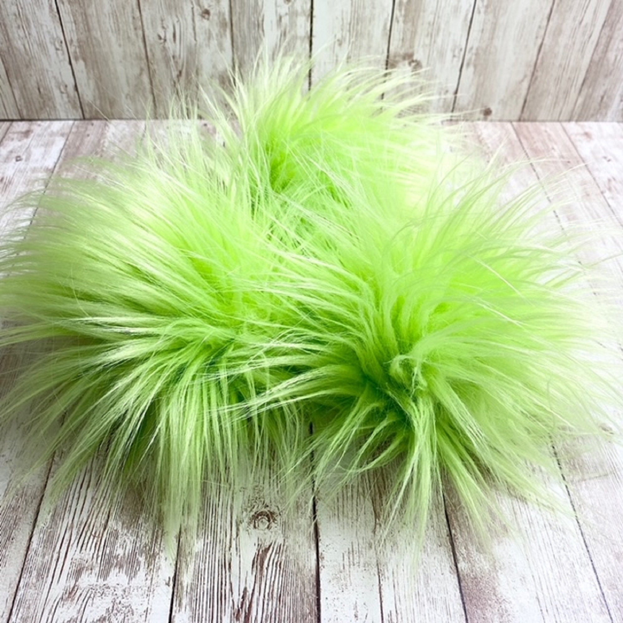Lime Green Monkey Pom Faux Fur Pom Poms Faux Fur Beanie - Etsy