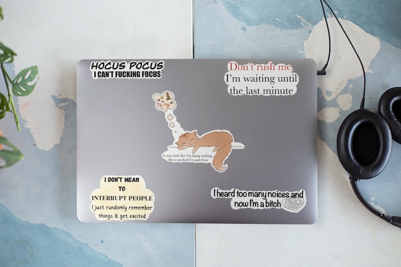 30 Funny ADHD Stickers, PNG Stickers, ADHD Humor Stickers, Mental Health Awareness, Planner ...