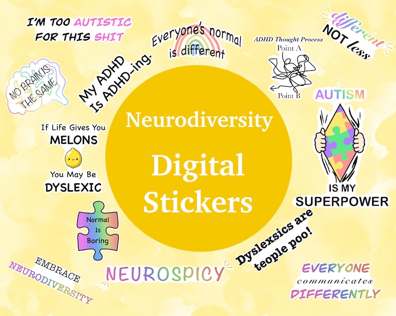 30 Neurodiversity Stickers, PNG Stickers, Autism Humor Stickers ...