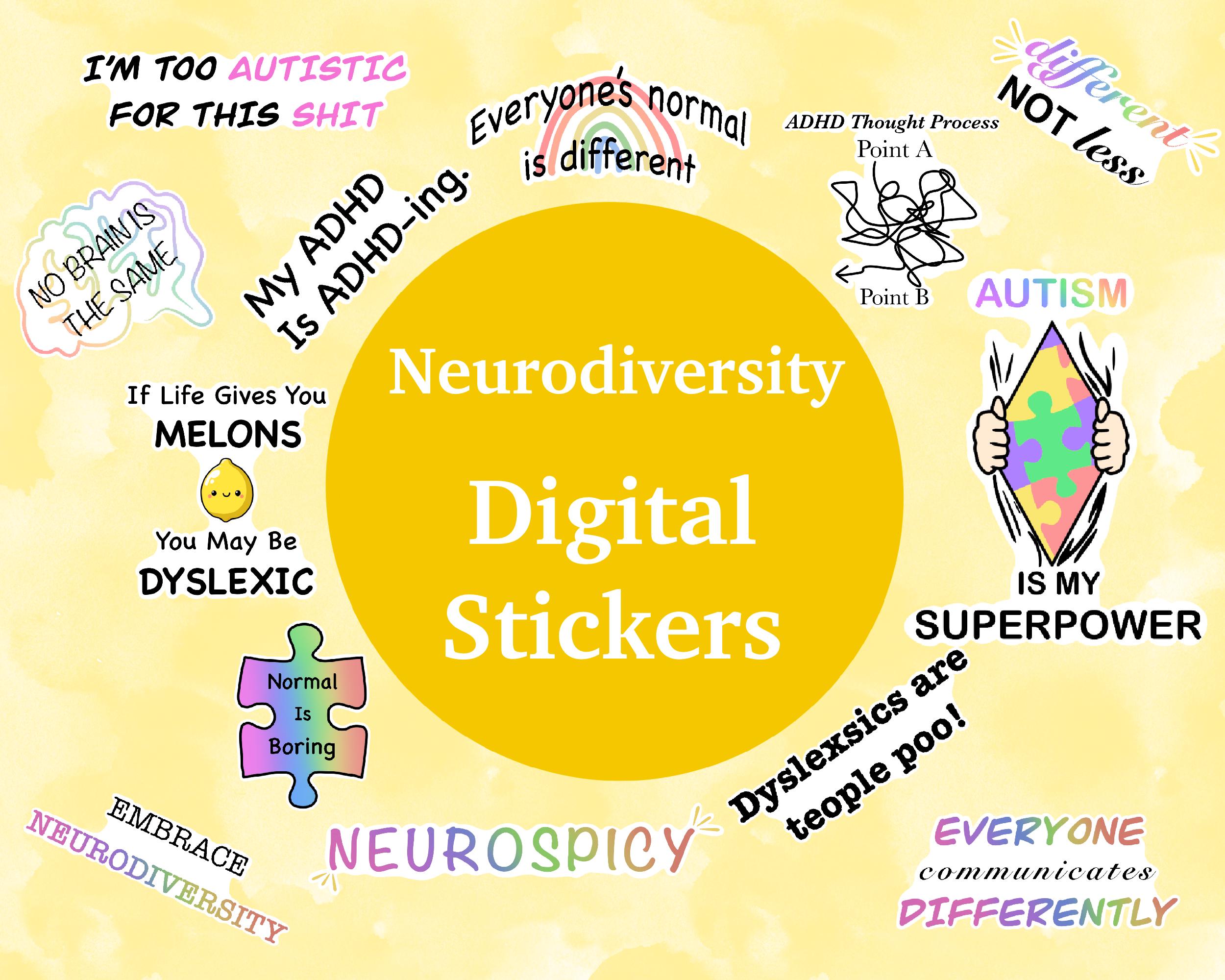 Neurodiversity Stickers, PNG Stickers, Autism Humor Stickers, Planner ...