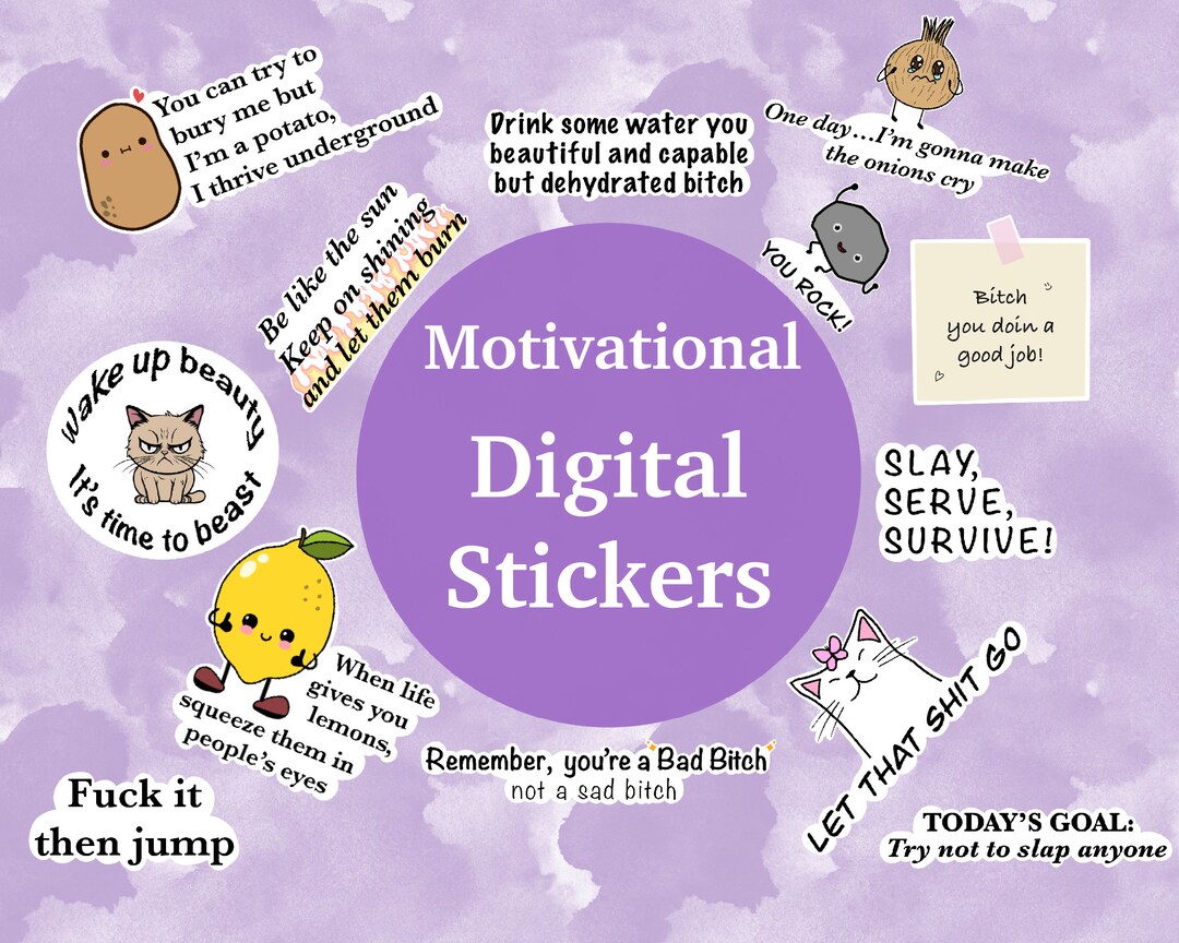 Funny Motivational Stickers, PNG Stickers, Printable Stickers, Mental ...