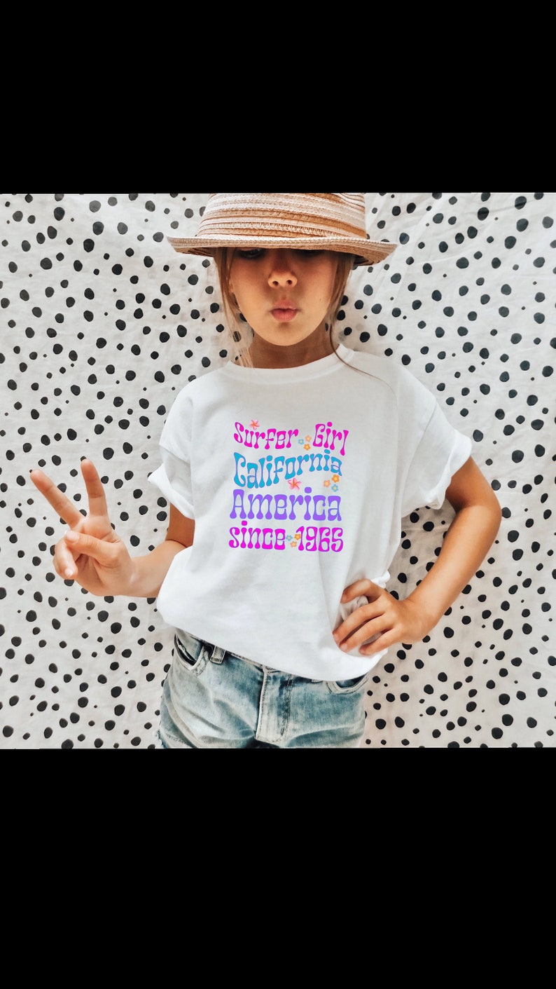 Surfer Girl Preppy Tops Big Writing on Front Aesthetic - Etsy