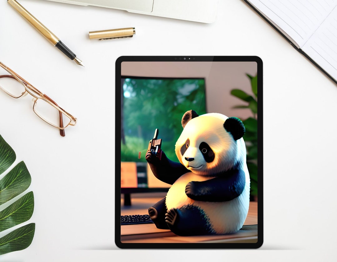 Digital Design of Cute Panda Playing Video Games Gamer Gift - Etsy