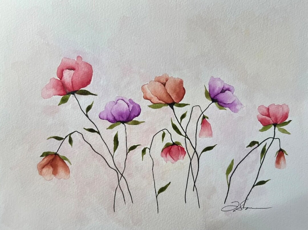 Original Hand Painted Watercolor Botanicals 9x12. - Etsy