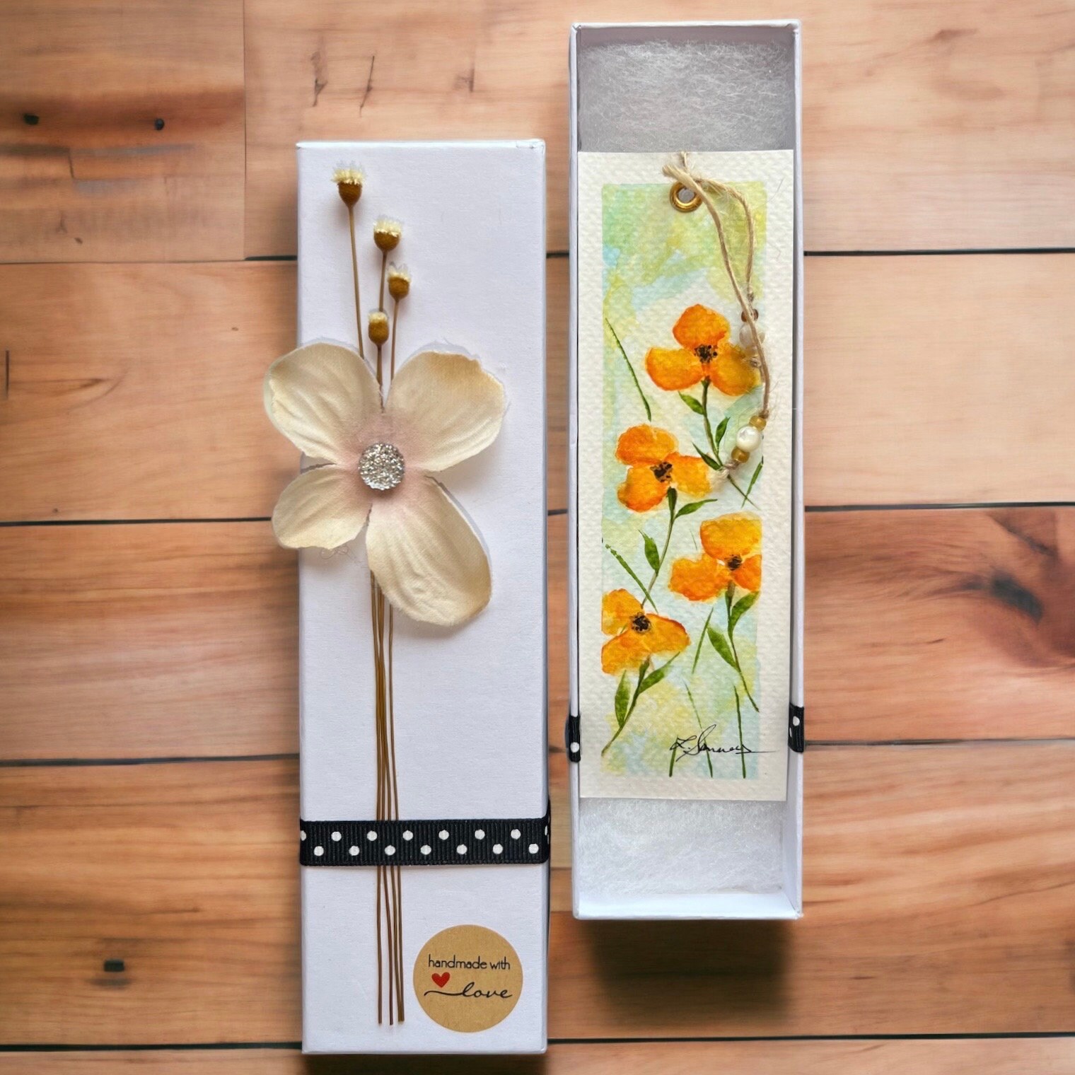 Hand-painted Watercolor Bookmark W/ Beautiful Giftbox. Ships Right Away ...