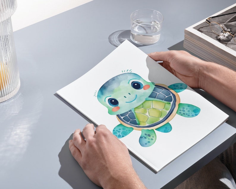 Watercolor Turtle Clipart, Turtle Clipart, PNG Digital Download, Scrap ...