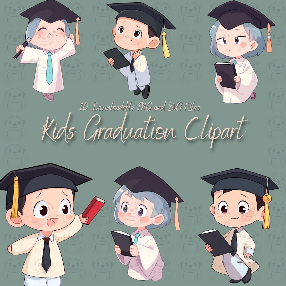 Graduation Clipart, SVG, PNG. Cute Kids Graduation Anime Style ...
