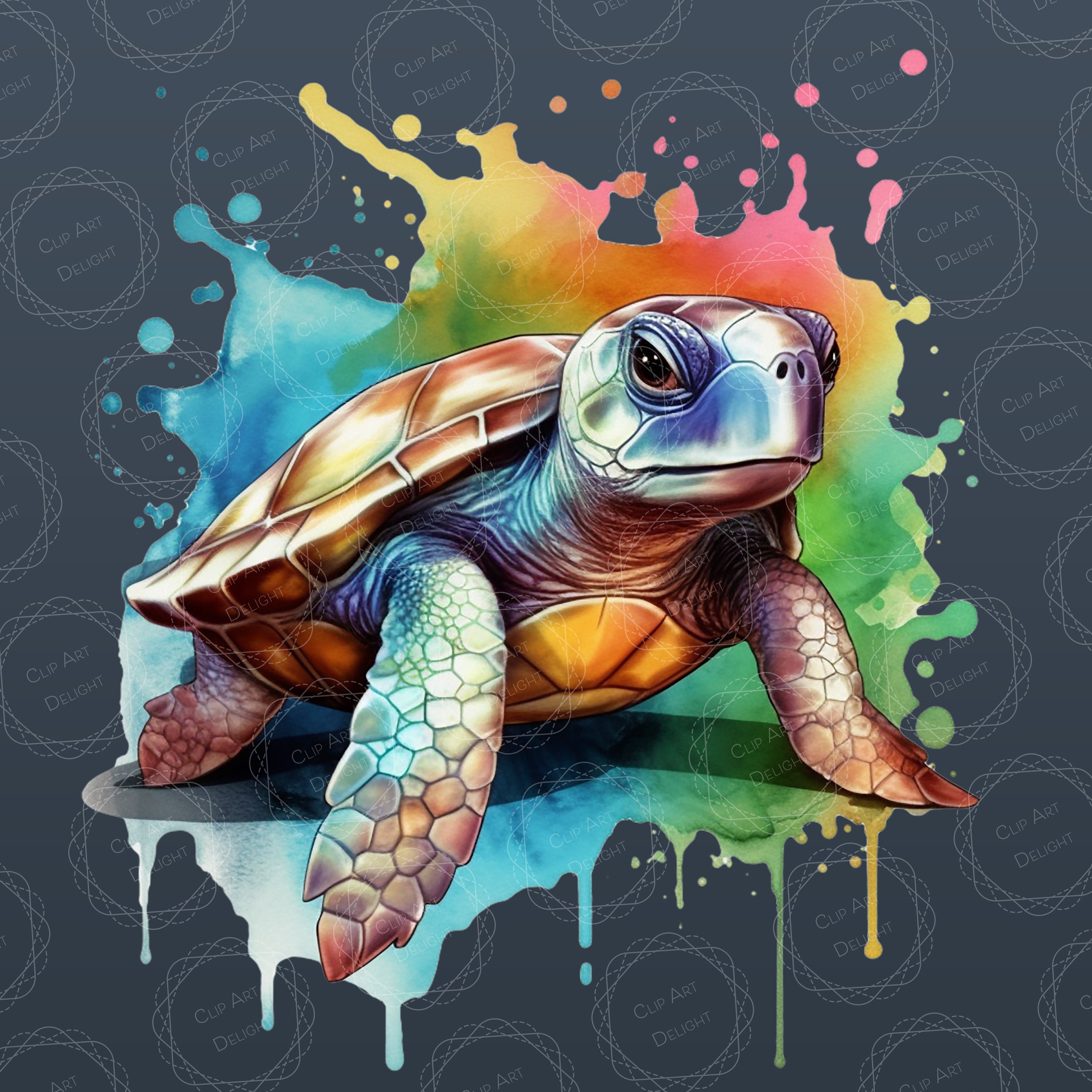 Watercolor Sea Turtle Art Bundle | Transparent Background Digital Print ...