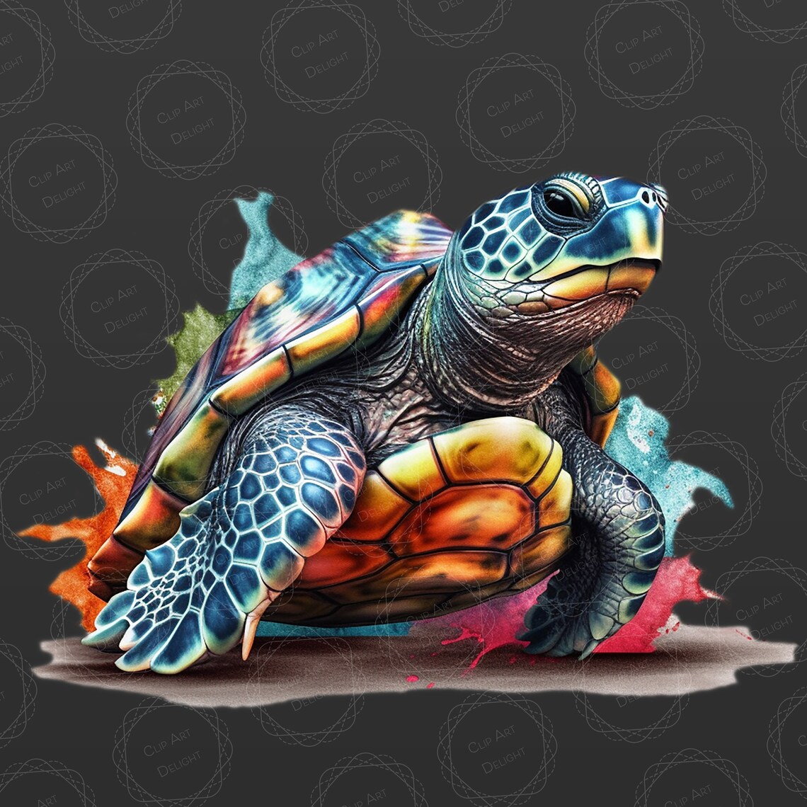 Watercolor Sea Turtle Art Bundle Transparent Background Digital Print ...