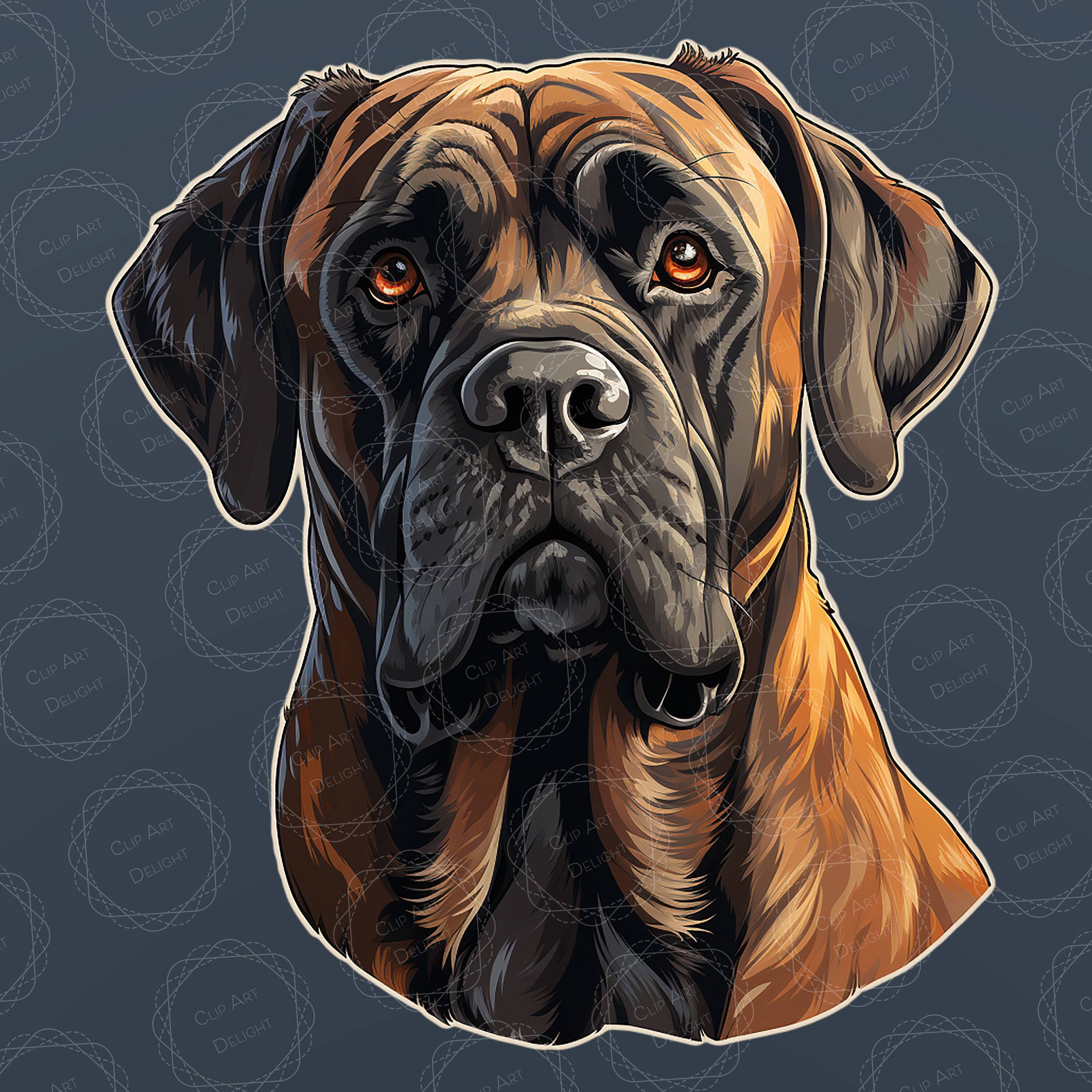 English Mastiff Sticker Clipart Bundle: 60 Dog PNG Files (digital ...