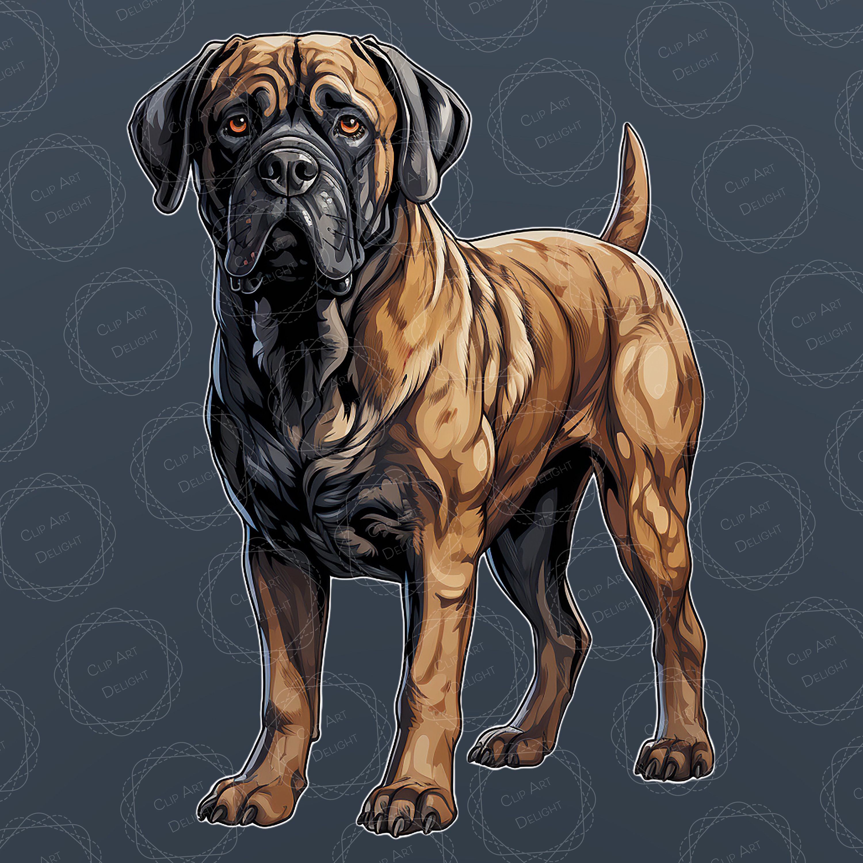 English Mastiff Sticker Clipart Bundle: 60 Dog PNG Files (digital ...