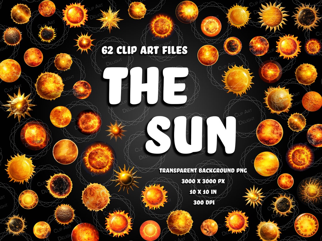 Fiery Sun PNG Bundle | 62 Amazing Space Images for Crafts, Designs or ...