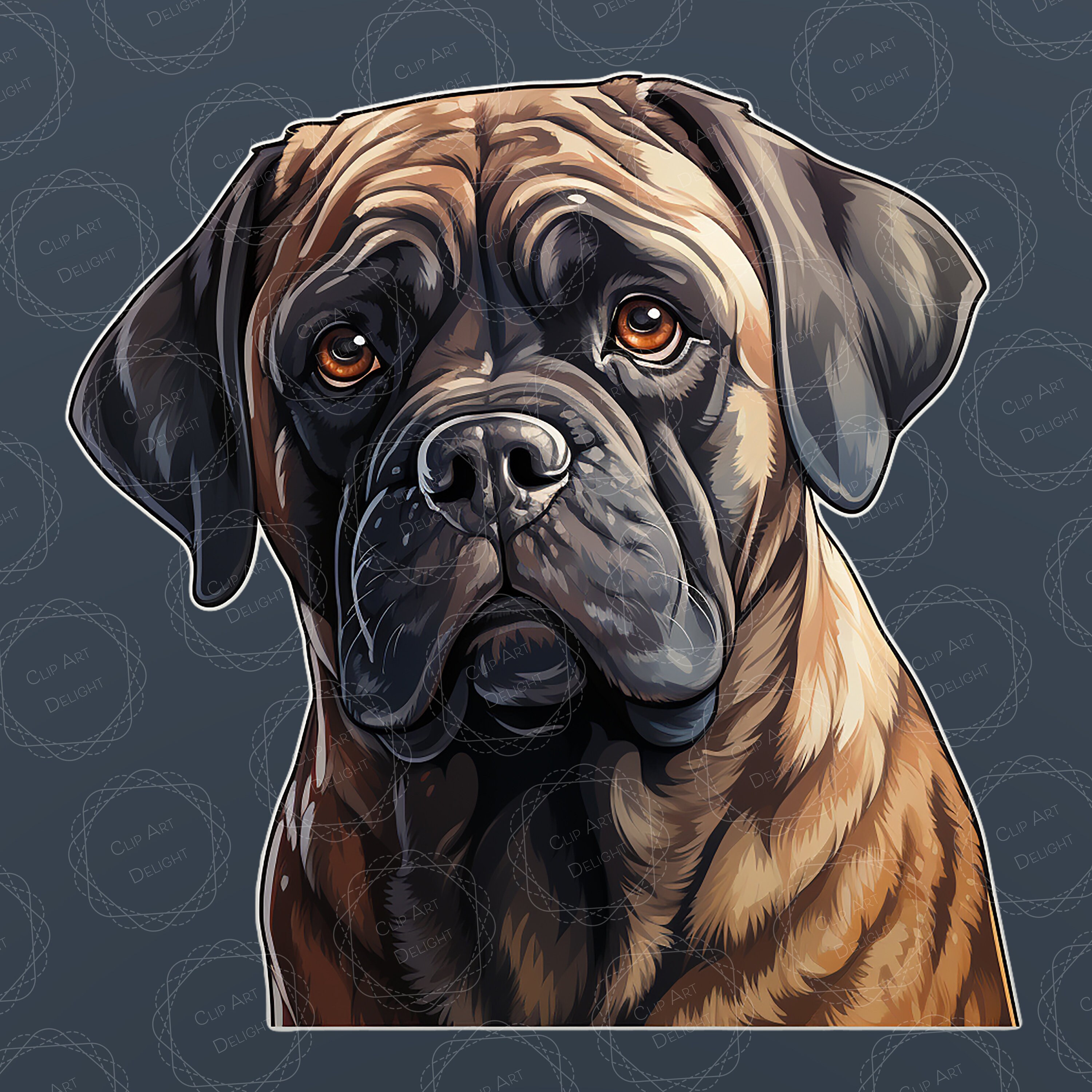 English Mastiff Sticker Clipart Bundle: 60 Dog PNG Files (digital ...