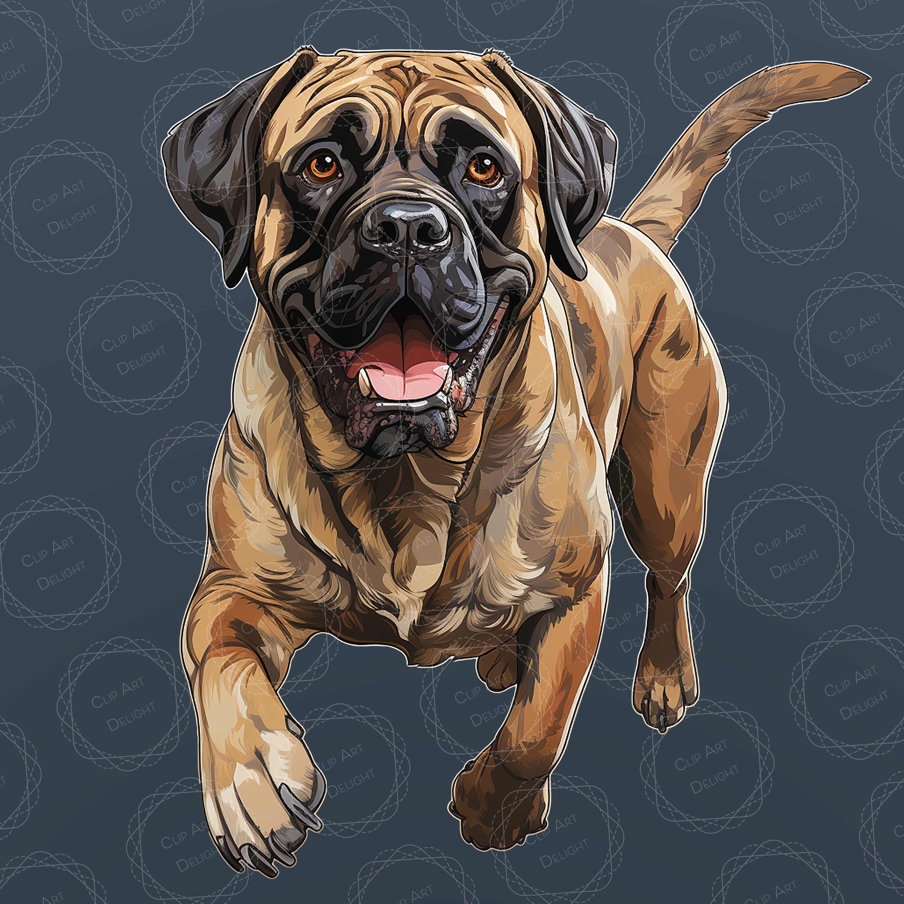 English Mastiff Sticker Clipart Bundle: 60 Dog PNG Files (digital ...