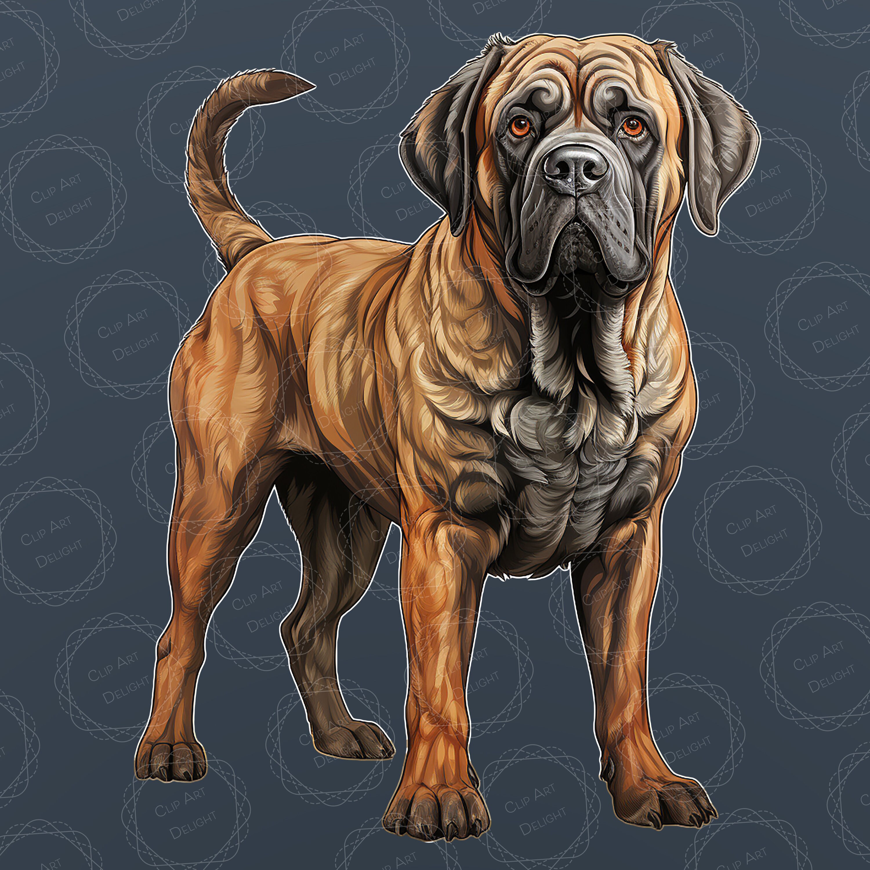 English Mastiff Sticker Clipart Bundle: 60 Dog PNG Files (digital ...