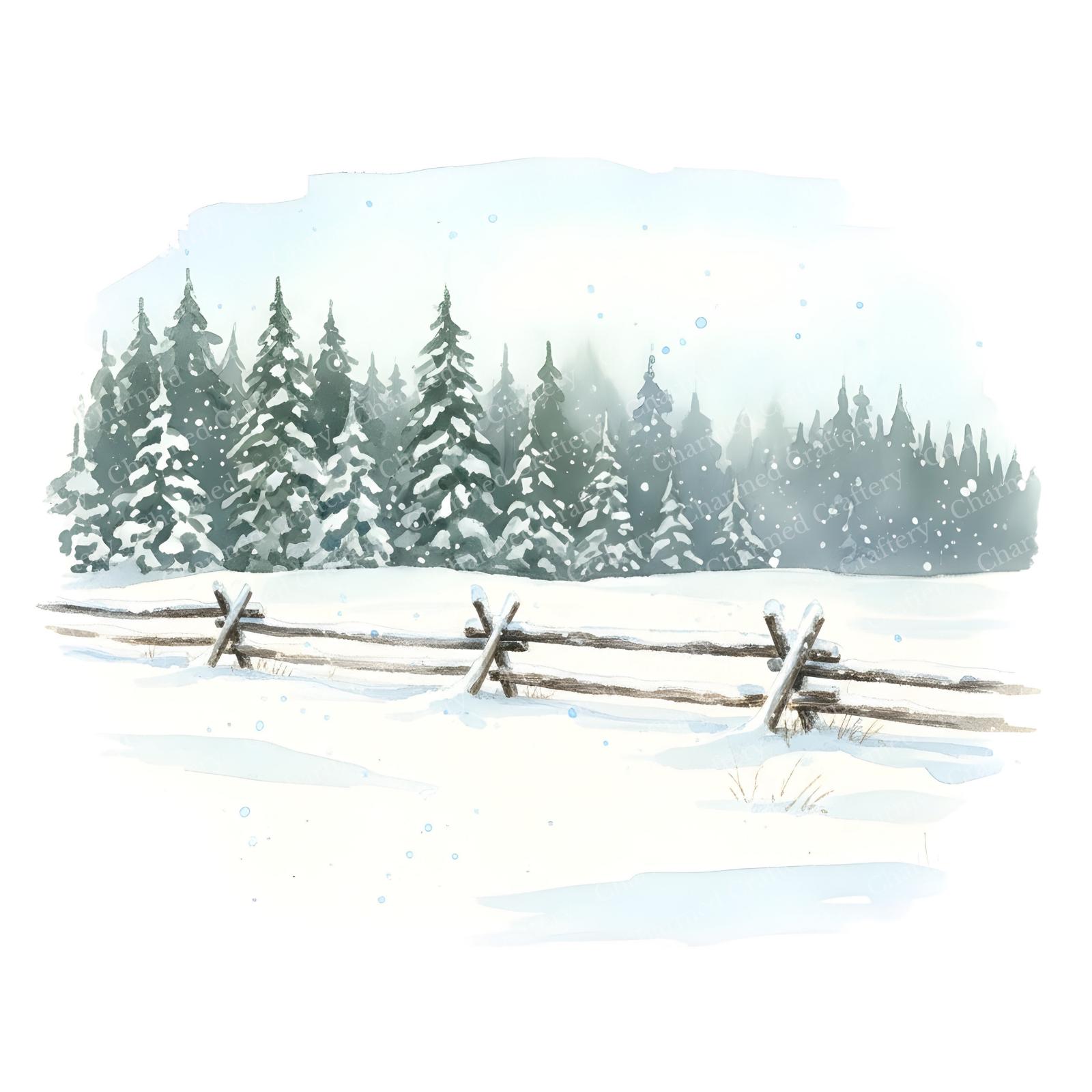 Winter Watercolor Clipart Bundle – Cozy Snowy Scenes (JPG Digital ...