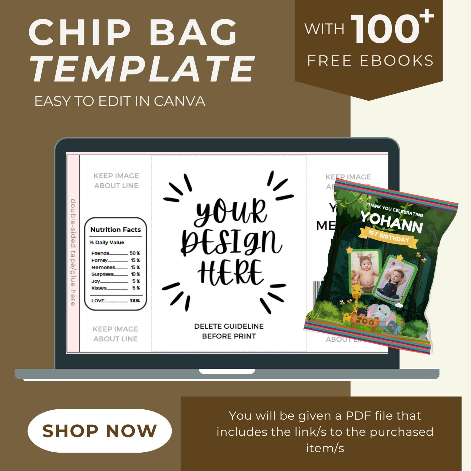 Canva Editable Chip Bag Template, Blank Chip Bag, Chip Bag Template ...