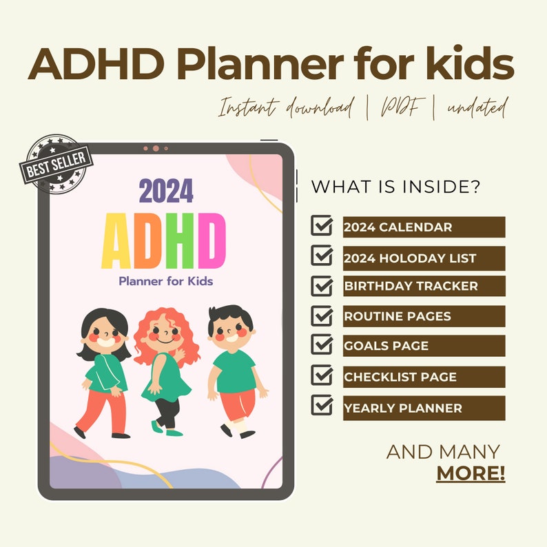 ADHD Kids Planner, Behavior Tracker, Daily Organizer, Time Management ...