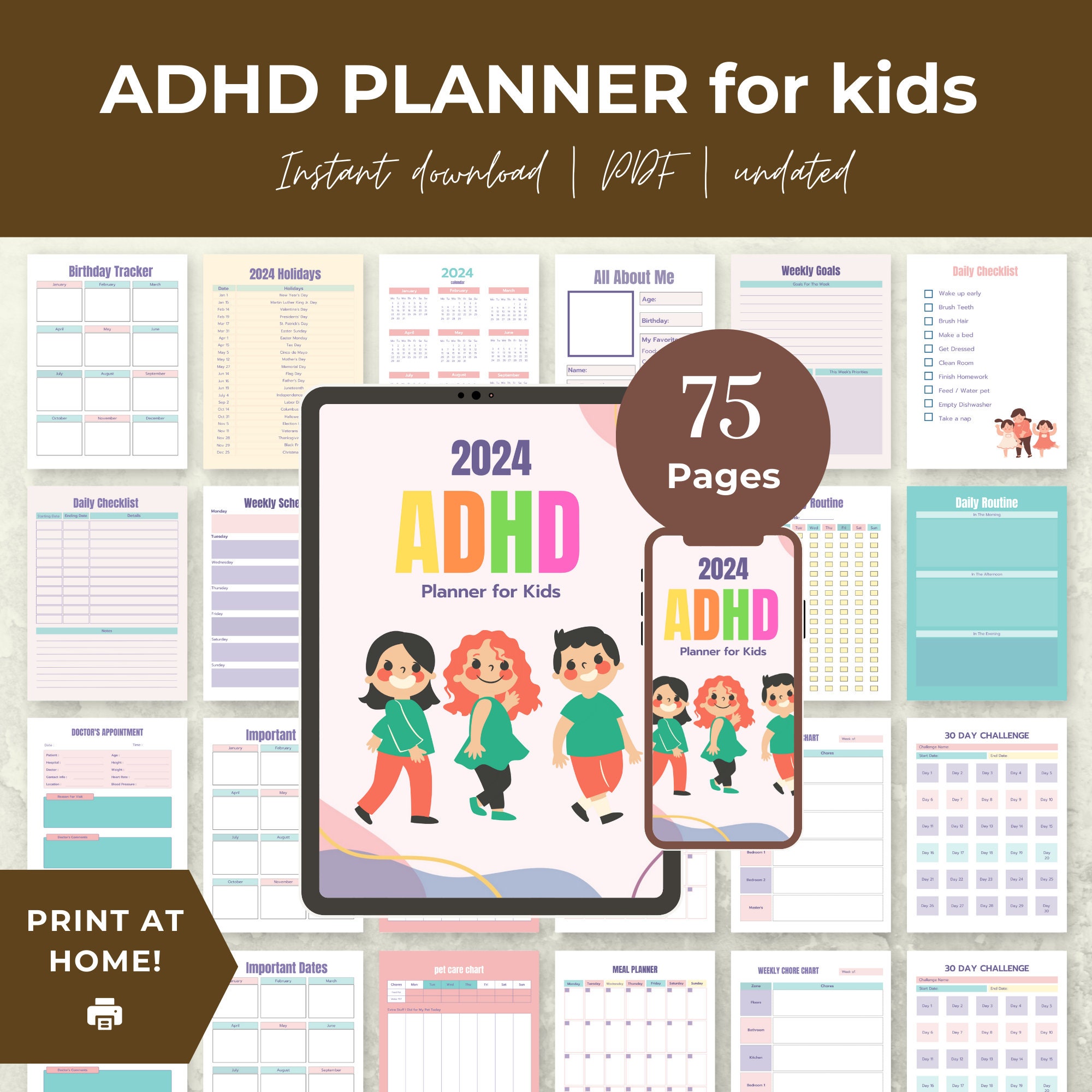 ADHD Kids Planner, Behavior Tracker, Daily Organizer, Time Management ...