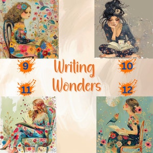 Writing Wonders- 12 PNG Images of Women Writing, Journaling, Different ...