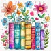 Whimsical & Rustic Books and Flowers Clipart Collection, Digital ...