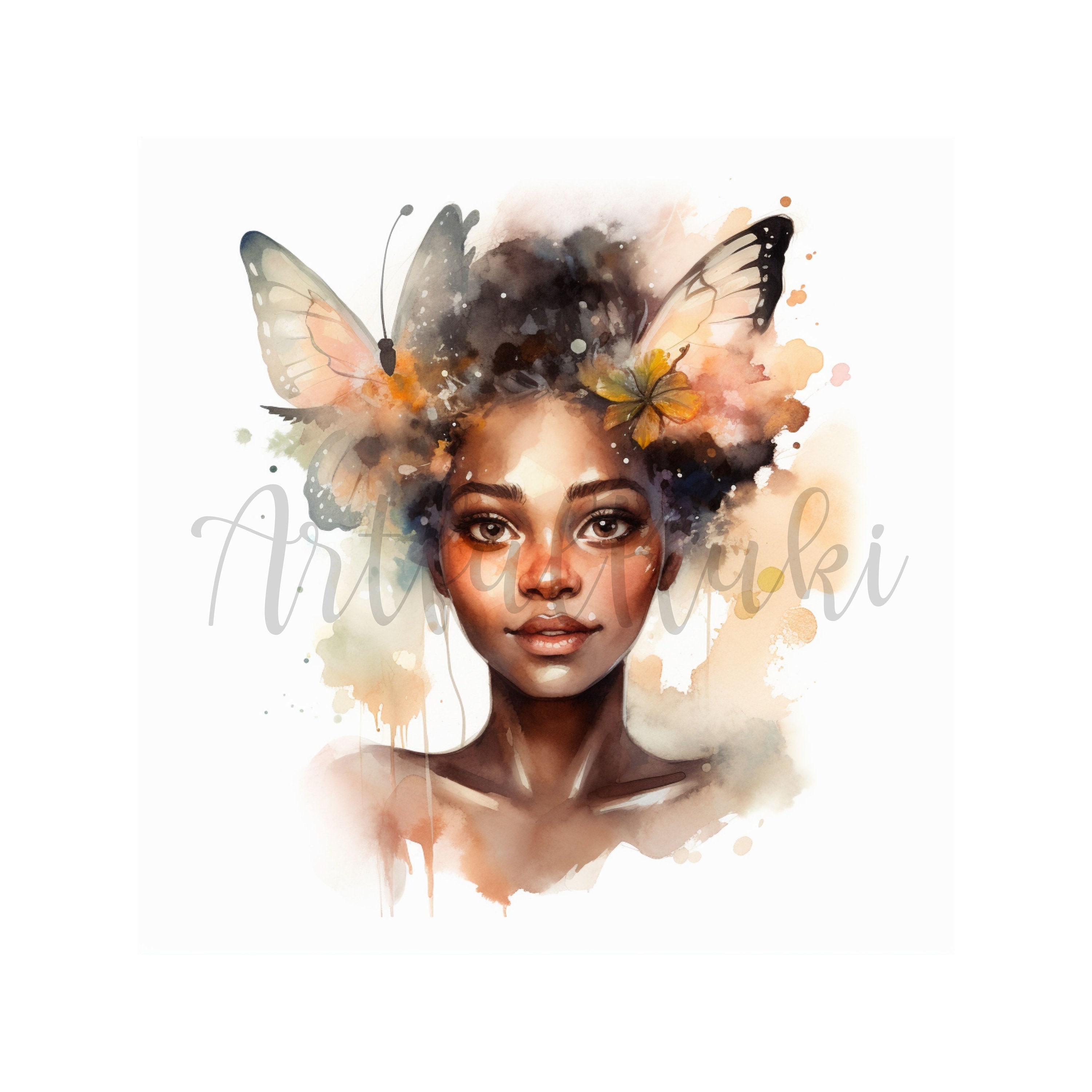 Watercolor Portraits of Beautiful Black Women/girls With - Etsy
