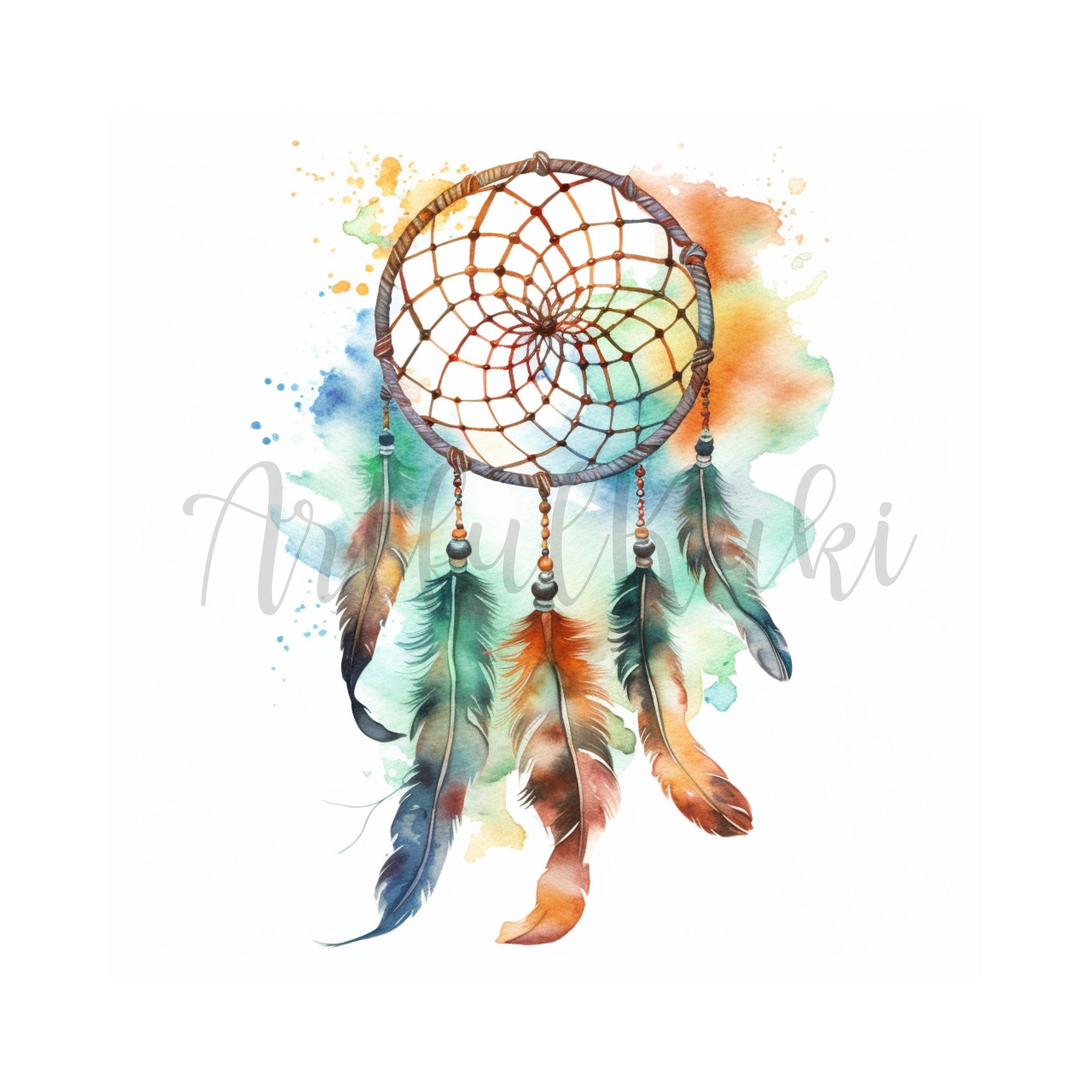 Native American Watercolor Clipart Set: Men, Arrows, Dreamcatchers ...