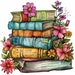 Whimsical & Rustic Books and Flowers Clipart Collection, Digital ...